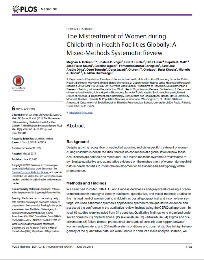 The Mistreatment Of Women During Childbirth In Health Facilities the-mistreatment-of-women-during-childbirth-in-health-facilities